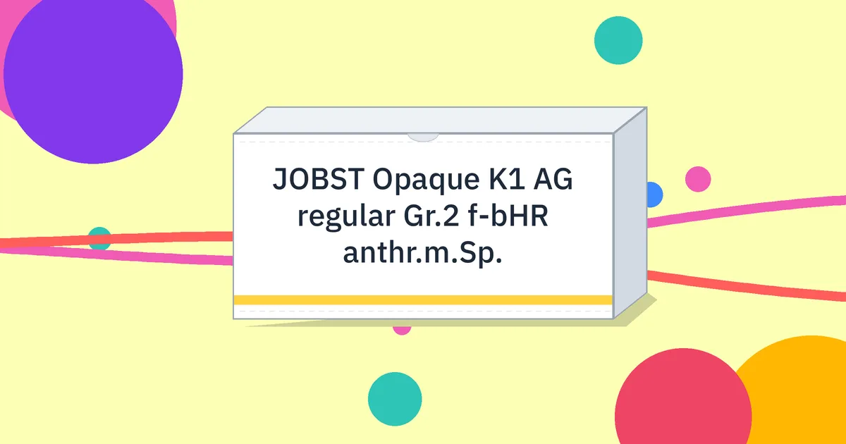 Symbolbild: Packung mit der Aufschrift JOBST Opaque K1 AG regular Gr.2 f-bHR anthr.m.Sp. (PZN 16267828) – Verfügbarkeit und Bezug in Apotheken in Frankfurt am Main