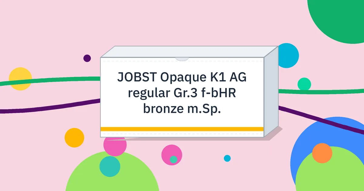 Symbolbild: Packung mit der Aufschrift JOBST Opaque K1 AG regular Gr.3 f-bHR bronze m.Sp. (PZN 13090482) – Verfügbarkeit und Bezug in Apotheken in Frankfurt am Main