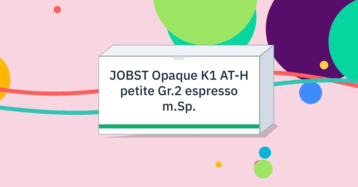 Symbolbild: Packung mit der Aufschrift JOBST Opaque K1 AT-H petite Gr.2 espresso m.Sp. (PZN 16277117) – Verfügbarkeit und Bezug in Apotheken in Frankfurt am Main