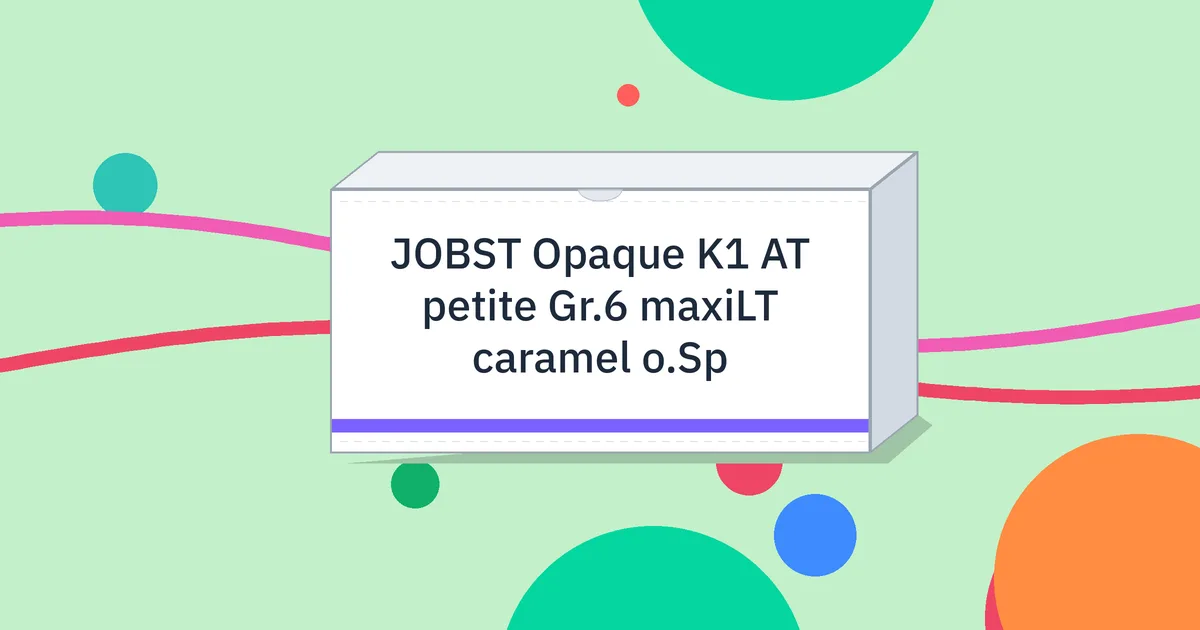 Symbolbild: Packung mit der Aufschrift JOBST Opaque K1 AT petite Gr.6 maxiLT caramel o.Sp (PZN 13103167) – Verfügbarkeit und Bezug in Apotheken in Frankfurt am Main