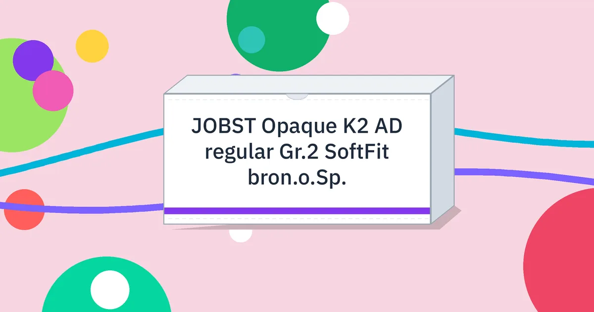 Symbolbild: Packung mit der Aufschrift JOBST Opaque K2 AD regular Gr.2 SoftFit bron.o.Sp. (PZN 13111617) – Verfügbarkeit und Bezug in Apotheken in Frankfurt am Main