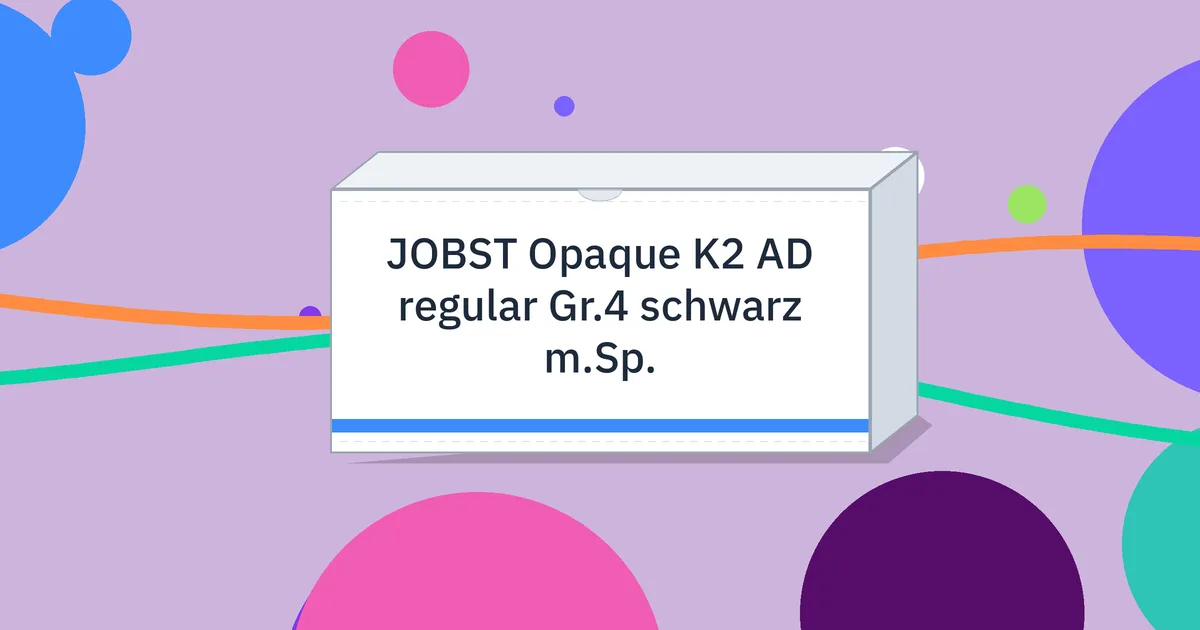 Symbolbild: Packung mit der Aufschrift JOBST Opaque K2 AD regular Gr.4 schwarz m.Sp. (PZN 10722734) – Verfügbarkeit und Bezug in Apotheken in Frankfurt am Main