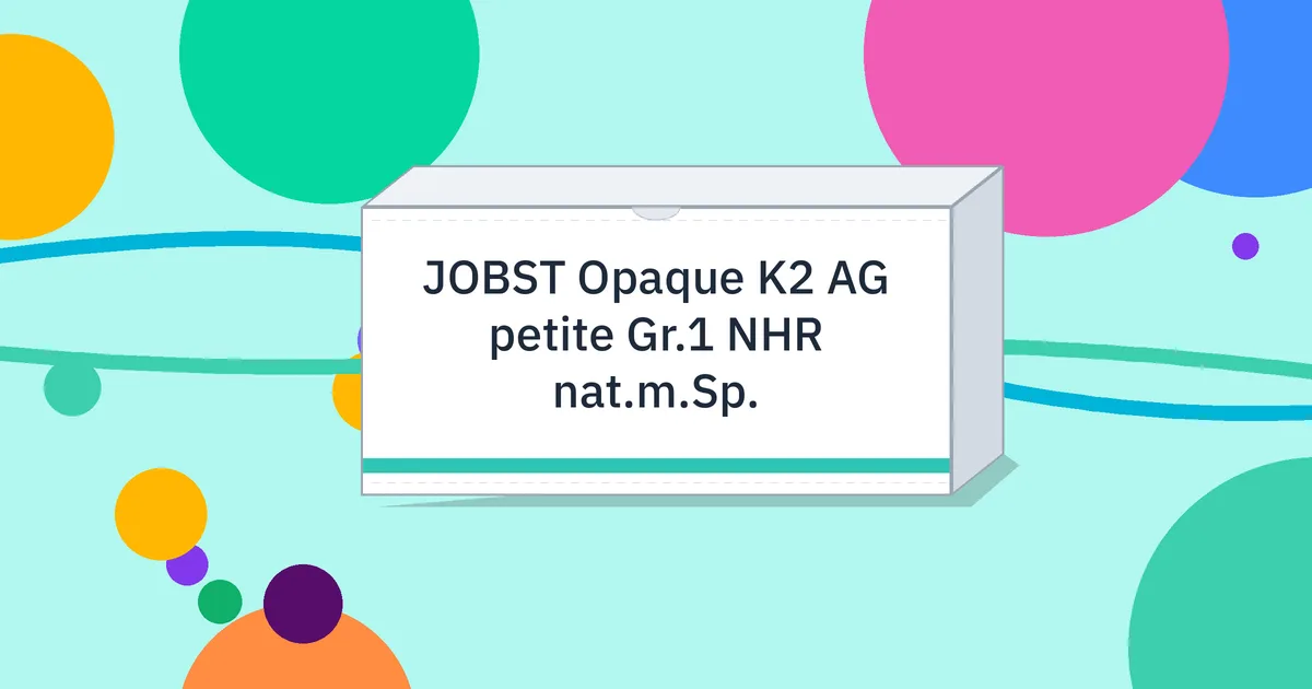 Symbolbild: Packung mit der Aufschrift JOBST Opaque K2 AG petite Gr.1 NHR nat.m.Sp. (PZN 11255105) – Verfügbarkeit und Bezug in Apotheken in Frankfurt am Main