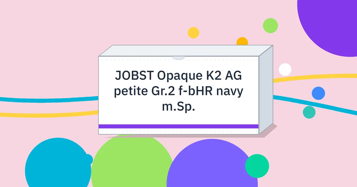 Symbolbild: Packung mit der Aufschrift JOBST Opaque K2 AG petite Gr.2 f-bHR navy m.Sp. (PZN 13160604) – Verfügbarkeit und Bezug in Apotheken in Frankfurt am Main