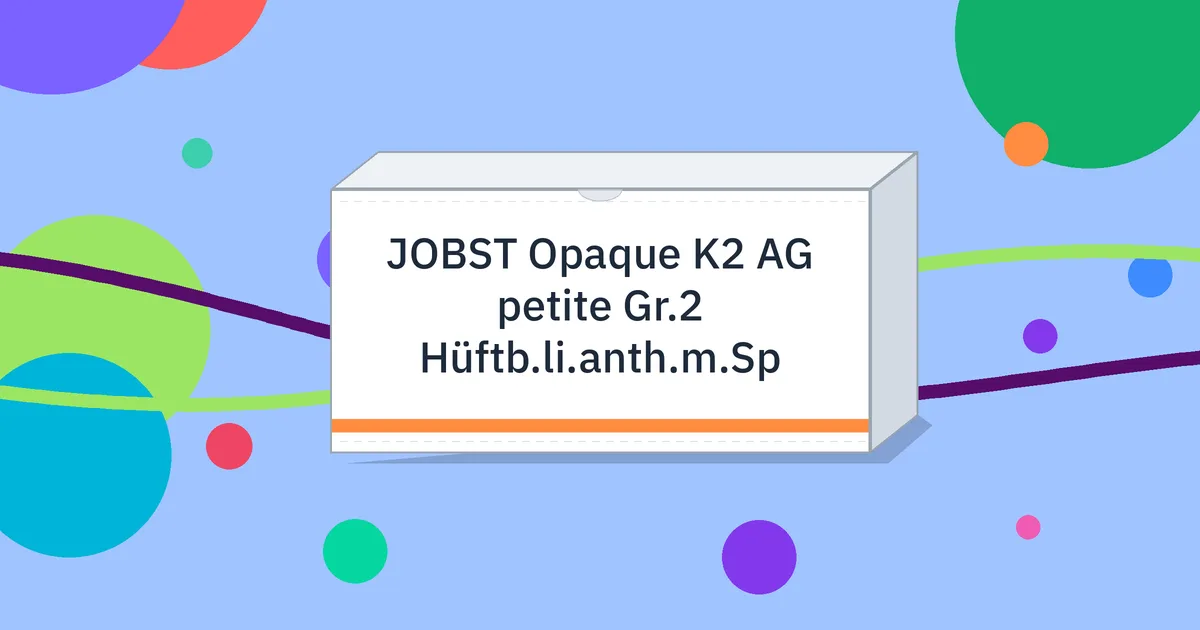 Symbolbild: Packung mit der Aufschrift JOBST Opaque K2 AG petite Gr.2 Hüftb.li.anth.m.Sp (PZN 16288902) – Verfügbarkeit und Bezug in Apotheken in Frankfurt am Main