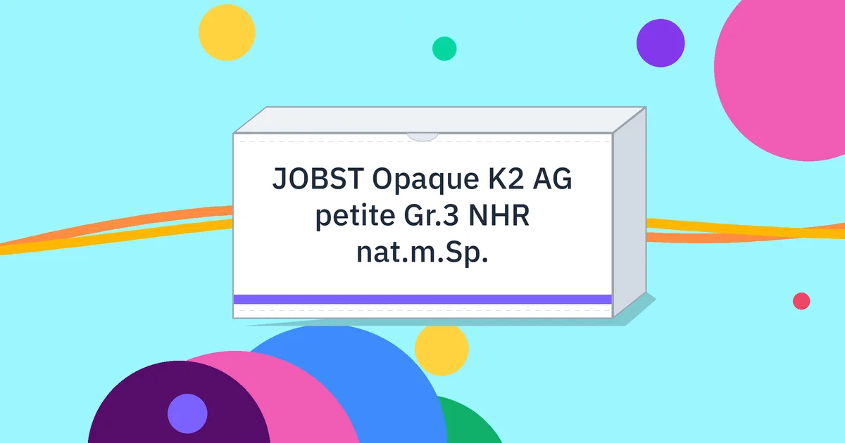 Symbolbild: Packung mit der Aufschrift JOBST Opaque K2 AG petite Gr.3 NHR nat.m.Sp. (PZN 10723981) – Verfügbarkeit und Bezug in Apotheken in Frankfurt am Main