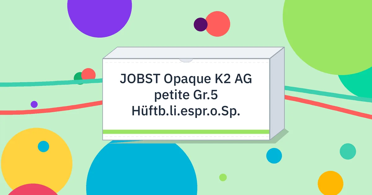 Symbolbild: Packung mit der Aufschrift JOBST Opaque K2 AG petite Gr.5 Hüftb.li.espr.o.Sp. (PZN 16288500) – Verfügbarkeit und Bezug in Apotheken in Frankfurt am Main