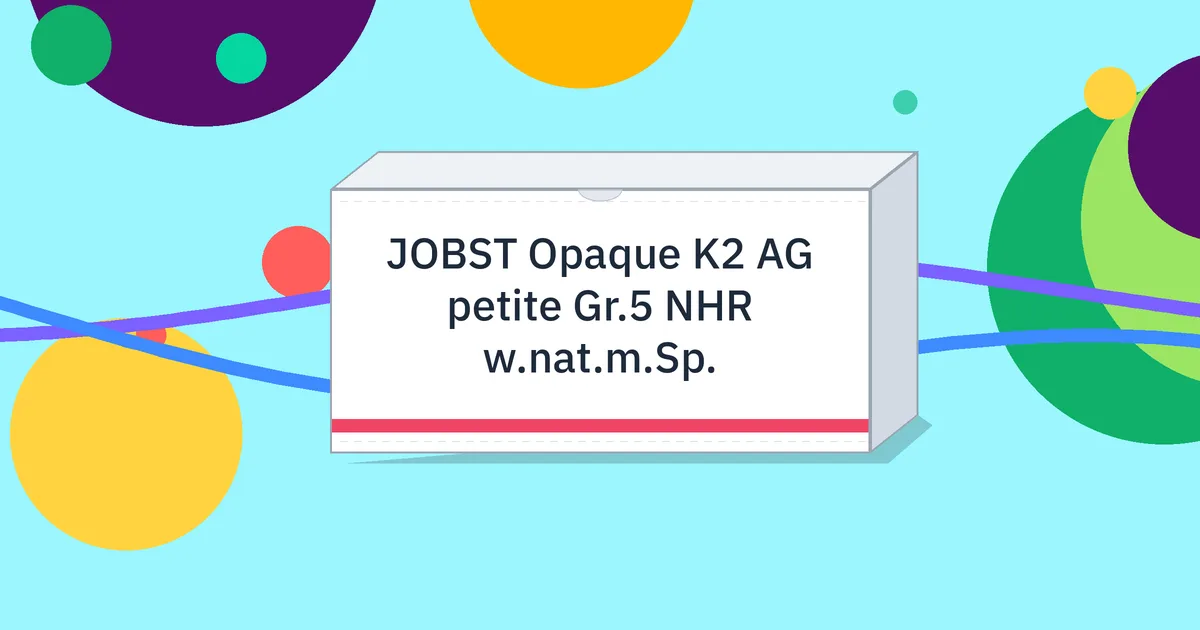 Symbolbild: Packung mit der Aufschrift JOBST Opaque K2 AG petite Gr.5 NHR w.nat.m.Sp. (PZN 11256180) – Verfügbarkeit und Bezug in Apotheken in Frankfurt am Main