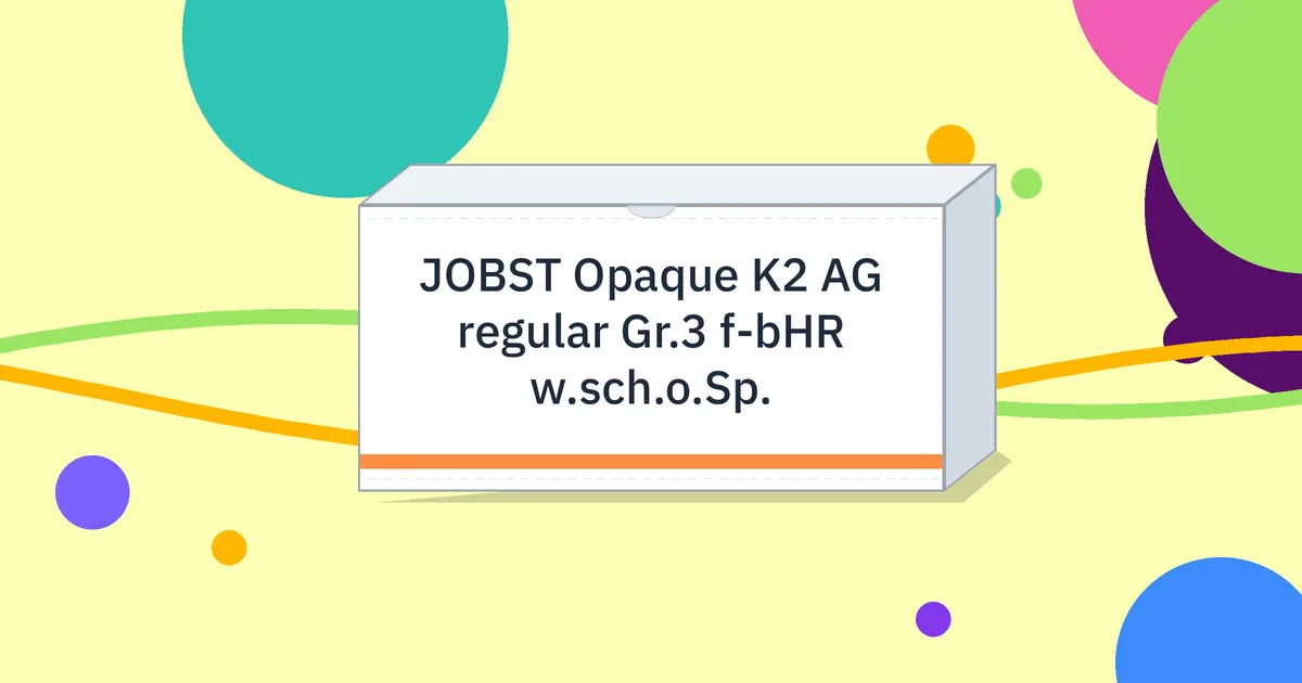 Symbolbild: Packung mit der Aufschrift JOBST Opaque K2 AG regular Gr.3 f-bHR w.sch.o.Sp. (PZN 11254117) – Verfügbarkeit und Bezug in Apotheken in Frankfurt am Main