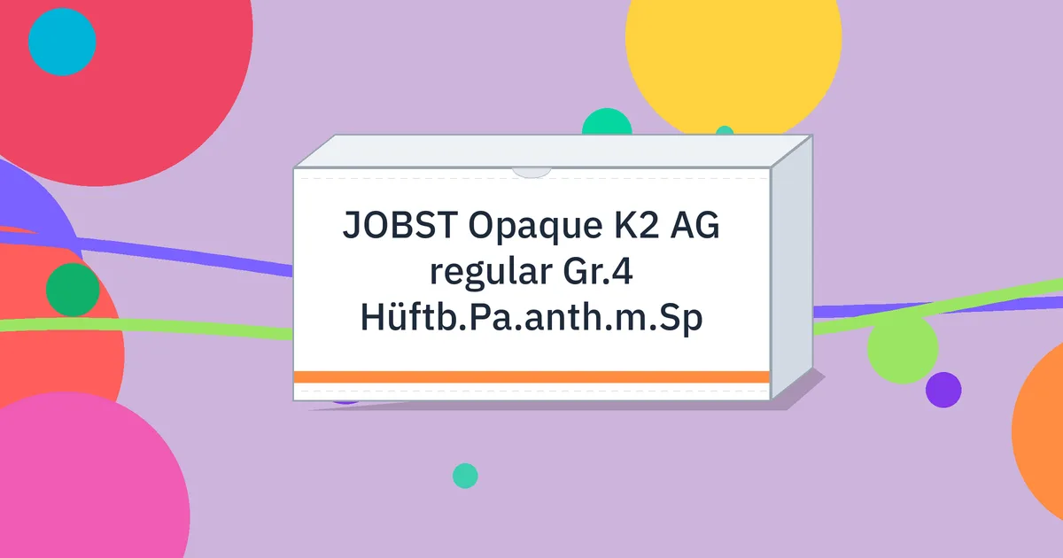 Symbolbild: Packung mit der Aufschrift JOBST Opaque K2 AG regular Gr.4 Hüftb.Pa.anth.m.Sp (PZN 16287802) – Verfügbarkeit und Bezug in Apotheken in Frankfurt am Main