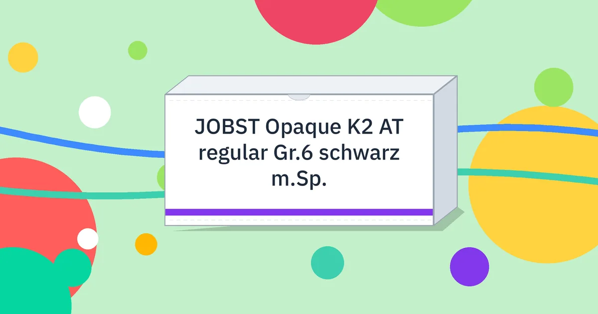 Symbolbild: Packung mit der Aufschrift JOBST Opaque K2 AT regular Gr.6 schwarz m.Sp. (PZN 11257268) – Verfügbarkeit und Bezug in Apotheken in Frankfurt am Main