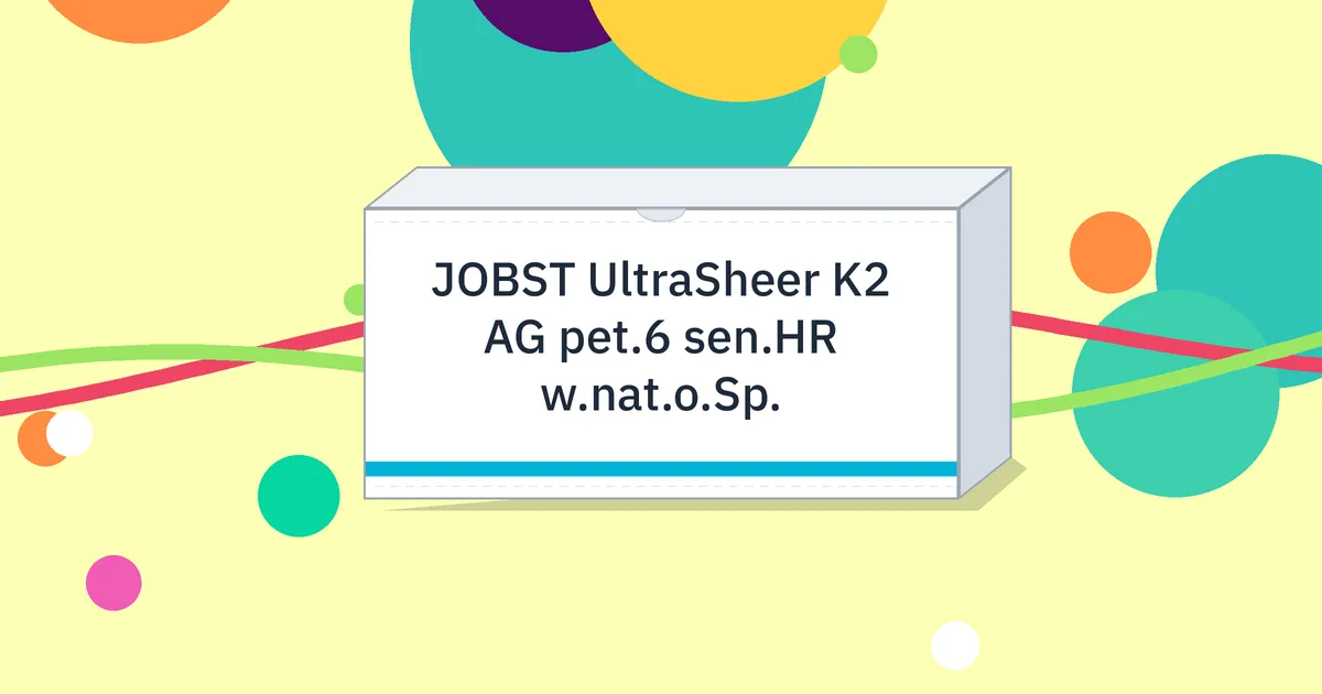 Symbolbild: Packung mit der Aufschrift JOBST UltraSheer K2 AG pet.6 sen.HR w.nat.o.Sp. (PZN 11265664) – Verfügbarkeit und Bezug in Apotheken in Frankfurt am Main