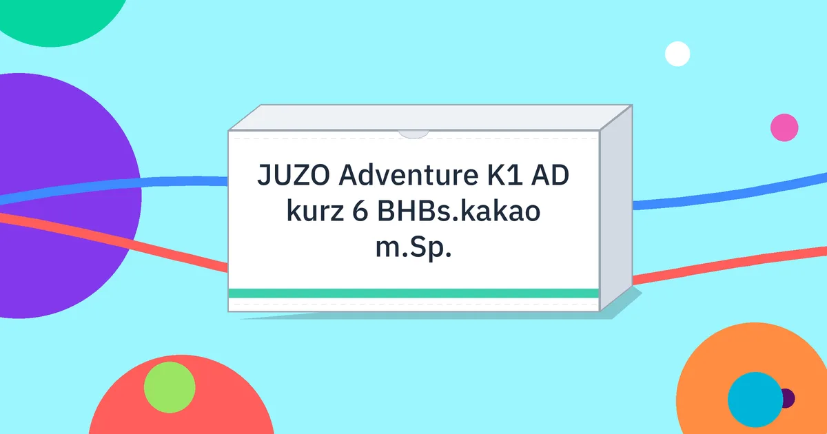 Symbolbild: Packung mit der Aufschrift JUZO Adventure K1 AD kurz 6 BHBs.kakao m.Sp. (PZN 15496403) – Verfügbarkeit und Bezug in Apotheken in Frankfurt am Main