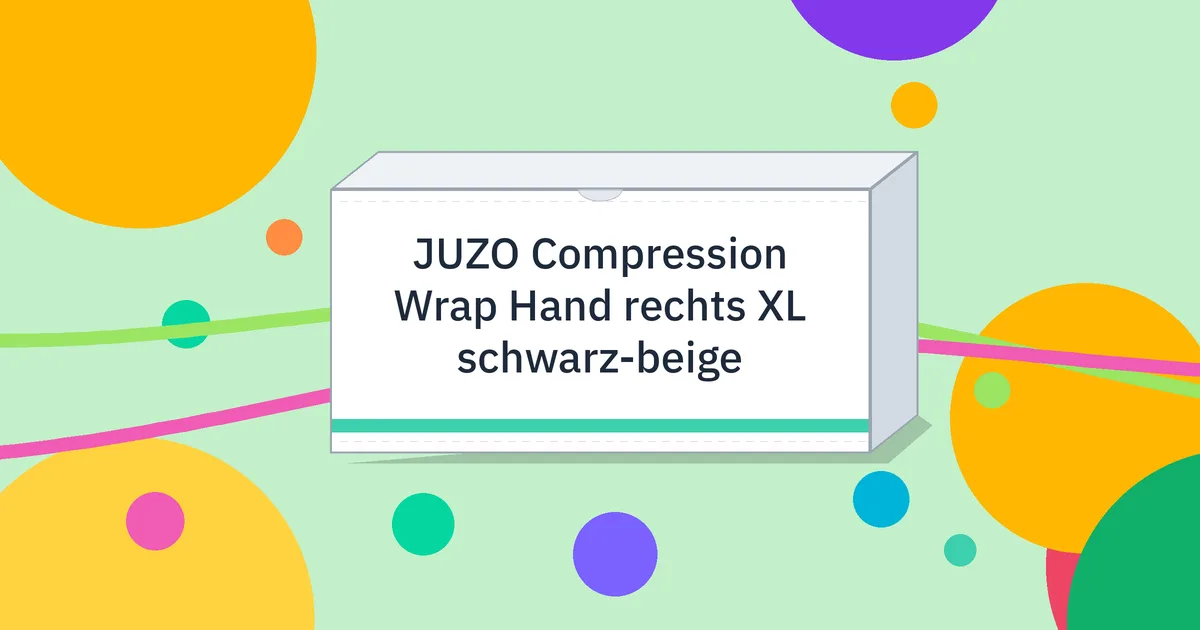 Symbolbild: Packung mit der Aufschrift JUZO Compression Wrap Hand rechts XL schwarz-beige (PZN 16143799) – Verfügbarkeit und Bezug in Apotheken in Frankfurt am Main