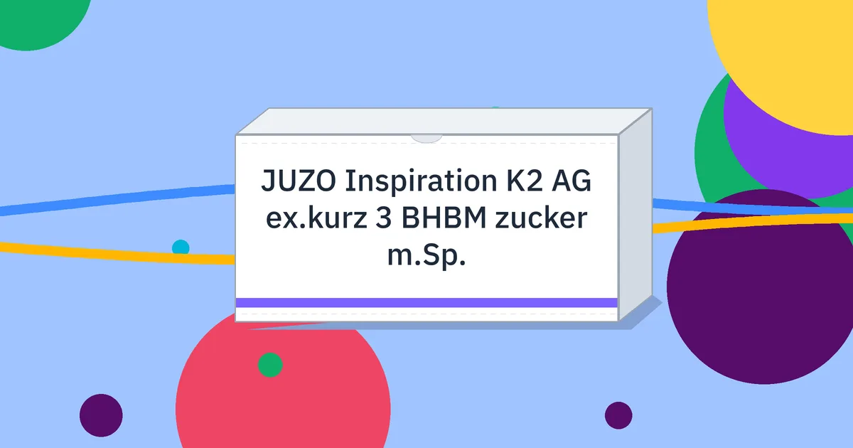 Symbolbild: Packung mit der Aufschrift JUZO Inspiration K2 AG ex.kurz 3 BHBM zucker m.Sp. (PZN 14875802) – Verfügbarkeit und Bezug in Apotheken in Frankfurt am Main