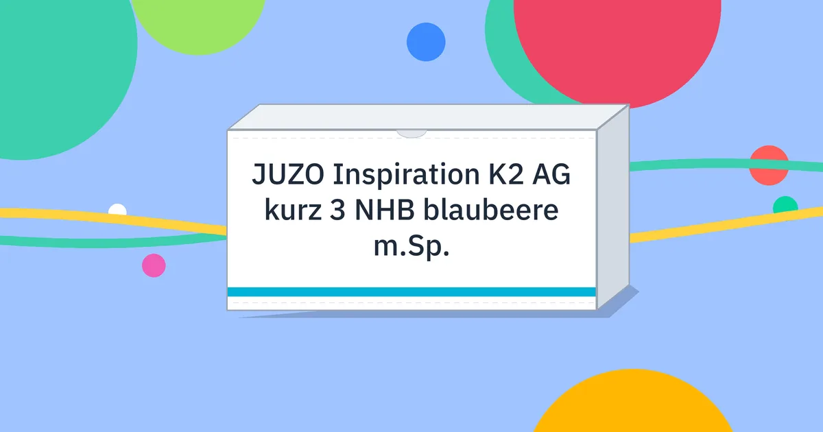 Symbolbild: Packung mit der Aufschrift JUZO Inspiration K2 AG kurz 3 NHB blaubeere m.Sp. (PZN 14948300) – Verfügbarkeit und Bezug in Apotheken in Frankfurt am Main