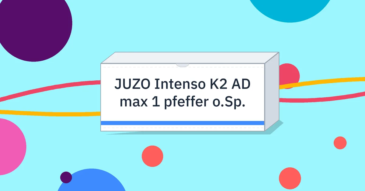 Symbolbild: Packung mit der Aufschrift JUZO Intenso K2 AD max 1 pfeffer o.Sp. (PZN 18619585) – Verfügbarkeit und Bezug in Apotheken in Frankfurt am Main