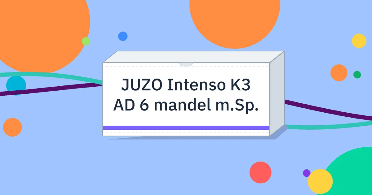 Symbolbild: Packung mit der Aufschrift JUZO Intenso K3 AD 6 mandel m.Sp. (PZN 18627538) – Verfügbarkeit und Bezug in Apotheken in Frankfurt am Main