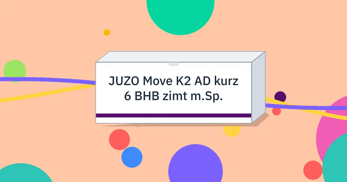 Symbolbild: Packung mit der Aufschrift JUZO Move K2 AD kurz 6 BHB zimt m.Sp. (PZN 18508957) – Verfügbarkeit und Bezug in Apotheken in Frankfurt am Main