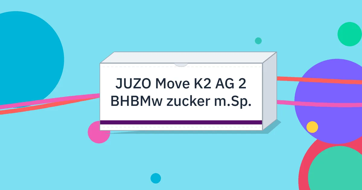 Symbolbild: Packung mit der Aufschrift JUZO Move K2 AG 2 BHBMw zucker m.Sp. (PZN 18524761) – Verfügbarkeit und Bezug in Apotheken in Frankfurt am Main