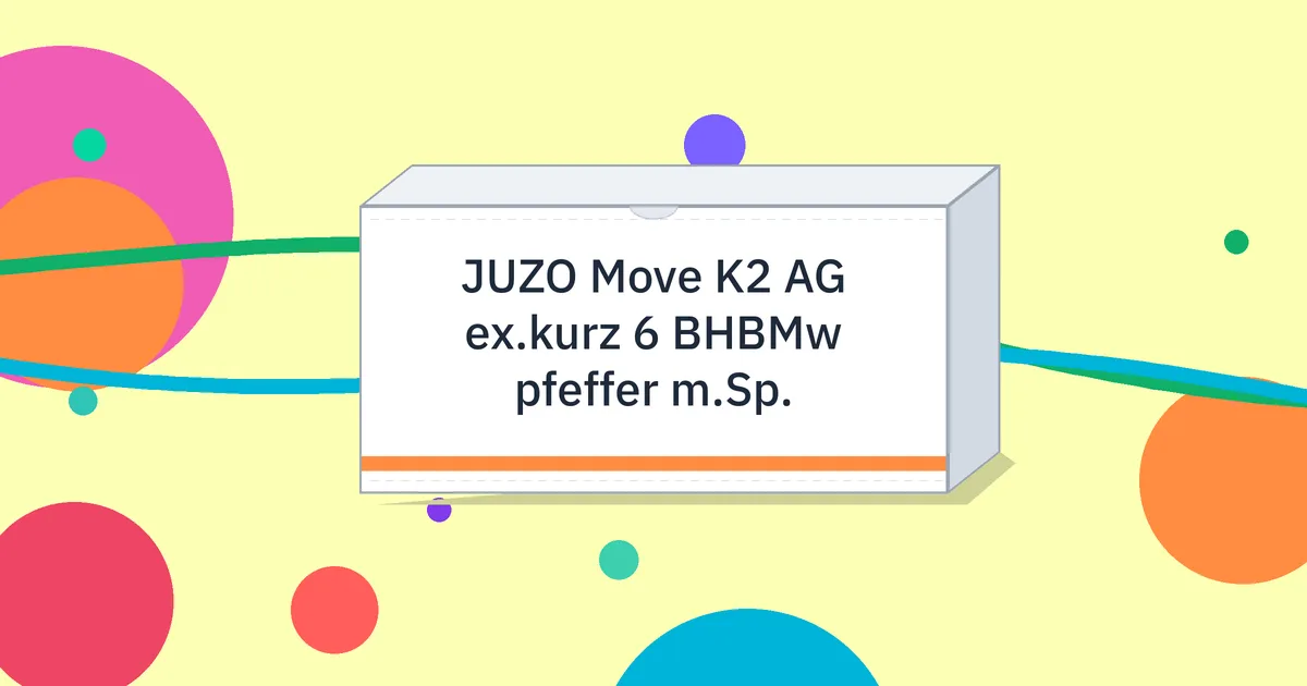 Symbolbild: Packung mit der Aufschrift JUZO Move K2 AG ex.kurz 6 BHBMw pfeffer m.Sp. (PZN 16650071) – Verfügbarkeit und Bezug in Apotheken in Frankfurt am Main