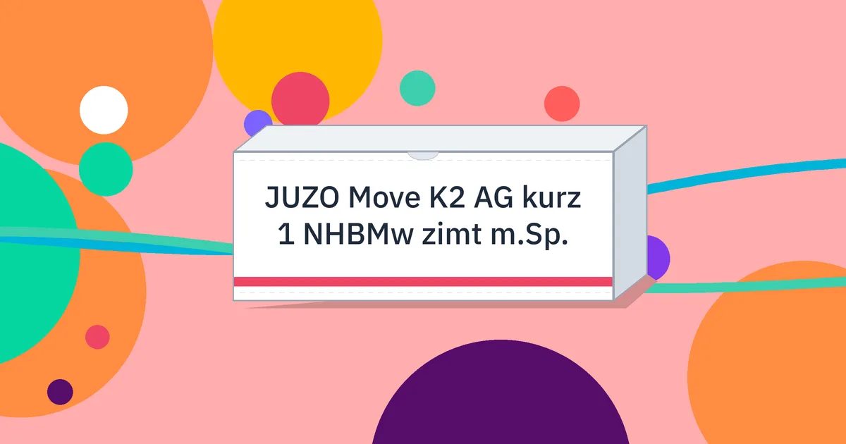 Symbolbild: Packung mit der Aufschrift JUZO Move K2 AG kurz 1 NHBMw zimt m.Sp. (PZN 18527475) – Verfügbarkeit und Bezug in Apotheken in Frankfurt am Main
