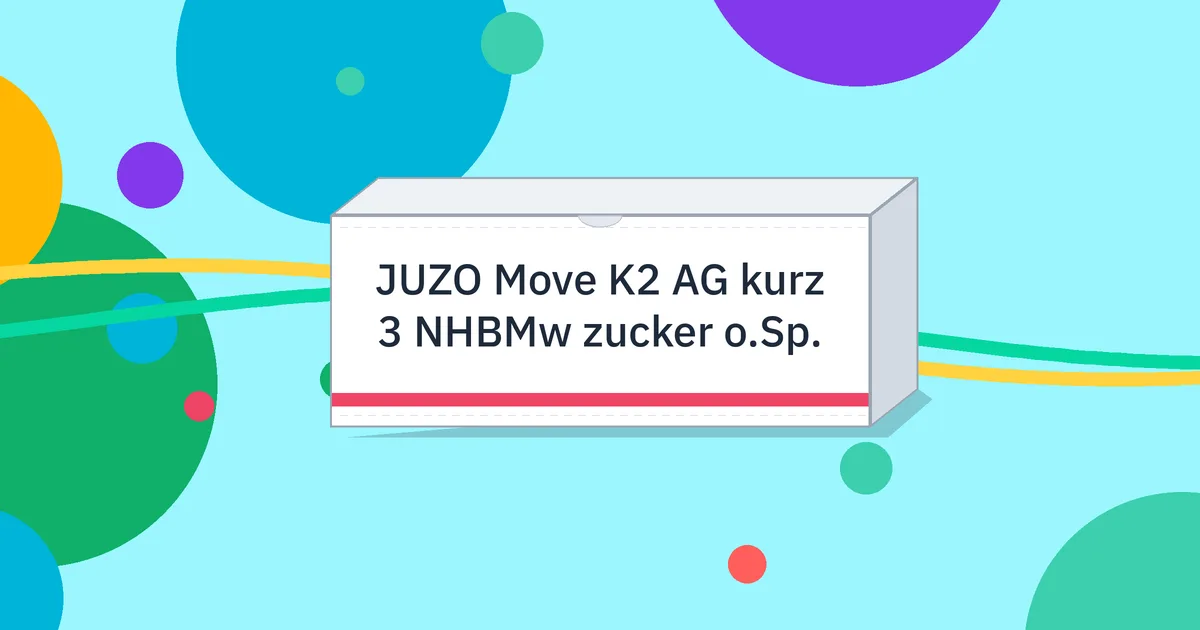 Symbolbild: Packung mit der Aufschrift JUZO Move K2 AG kurz 3 NHBMw zucker o.Sp. (PZN 18529391) – Verfügbarkeit und Bezug in Apotheken in Frankfurt am Main