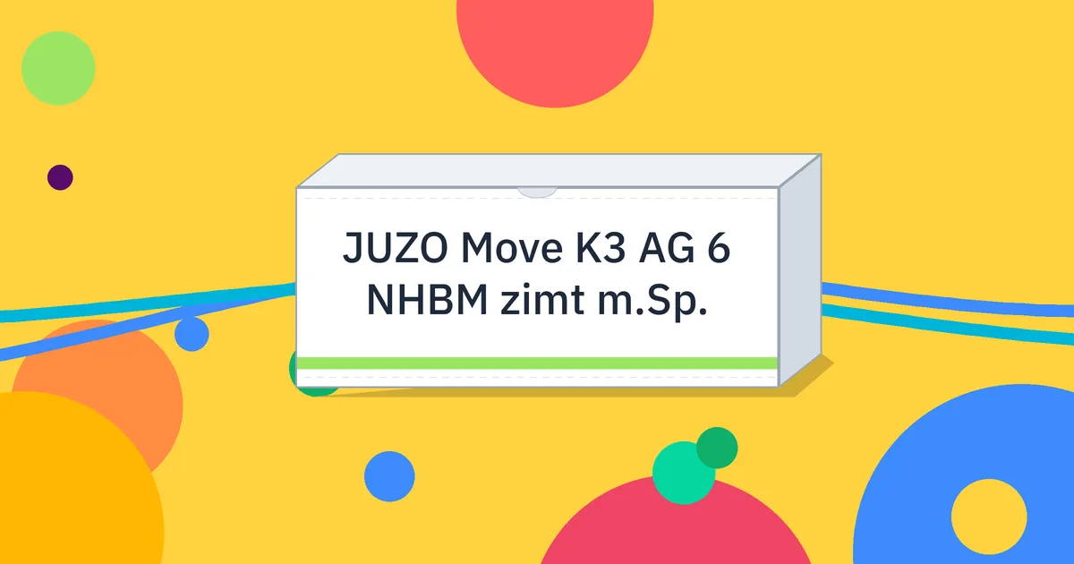 Symbolbild: Packung mit der Aufschrift JUZO Move K3 AG 6 NHBM zimt m.Sp. (PZN 18574782) – Verfügbarkeit und Bezug in Apotheken in Frankfurt am Main