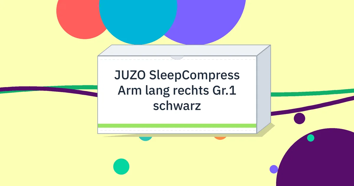 Symbolbild: Packung mit der Aufschrift JUZO SleepCompress Arm lang rechts Gr.1 schwarz (PZN 18778065) – Verfügbarkeit und Bezug in Apotheken in Frankfurt am Main
