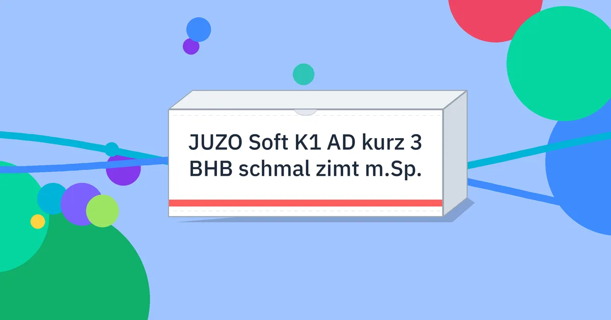 Symbolbild: Packung mit der Aufschrift JUZO Soft K1 AD kurz 3 BHB schmal zimt m.Sp. (PZN 15461563) – Verfügbarkeit und Bezug in Apotheken in Frankfurt am Main