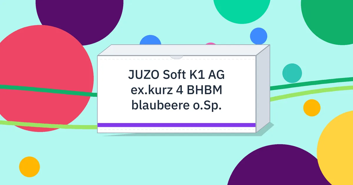 Symbolbild: Packung mit der Aufschrift JUZO Soft K1 AG ex.kurz 4 BHBM blaubeere o.Sp. (PZN 14858407) – Verfügbarkeit und Bezug in Apotheken in Frankfurt am Main