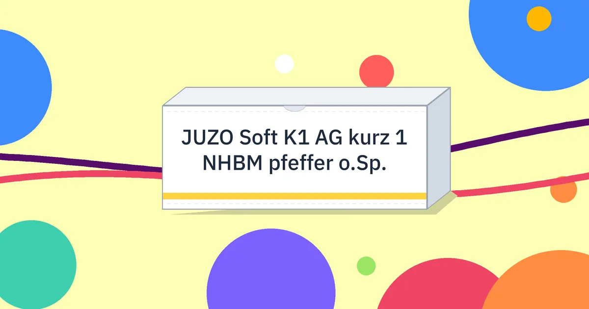 Symbolbild: Packung mit der Aufschrift JUZO Soft K1 AG kurz 1 NHBM pfeffer o.Sp. (PZN 14996210) – Verfügbarkeit und Bezug in Apotheken in Frankfurt am Main