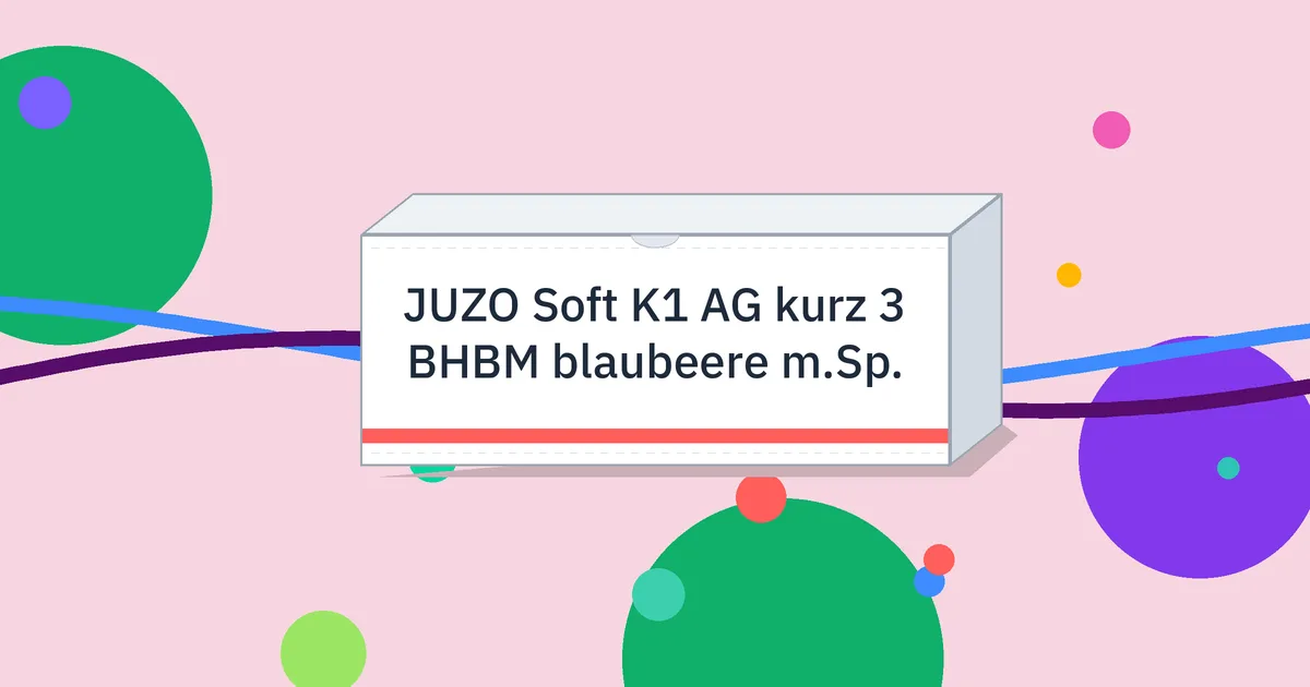 Symbolbild: Packung mit der Aufschrift JUZO Soft K1 AG kurz 3 BHBM blaubeere m.Sp. (PZN 14855768) – Verfügbarkeit und Bezug in Apotheken in Frankfurt am Main