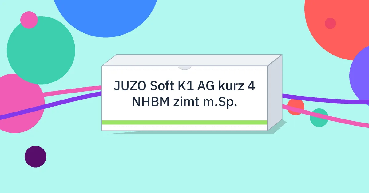 Symbolbild: Packung mit der Aufschrift JUZO Soft K1 AG kurz 4 NHBM zimt m.Sp. (PZN 15000081) – Verfügbarkeit und Bezug in Apotheken in Frankfurt am Main