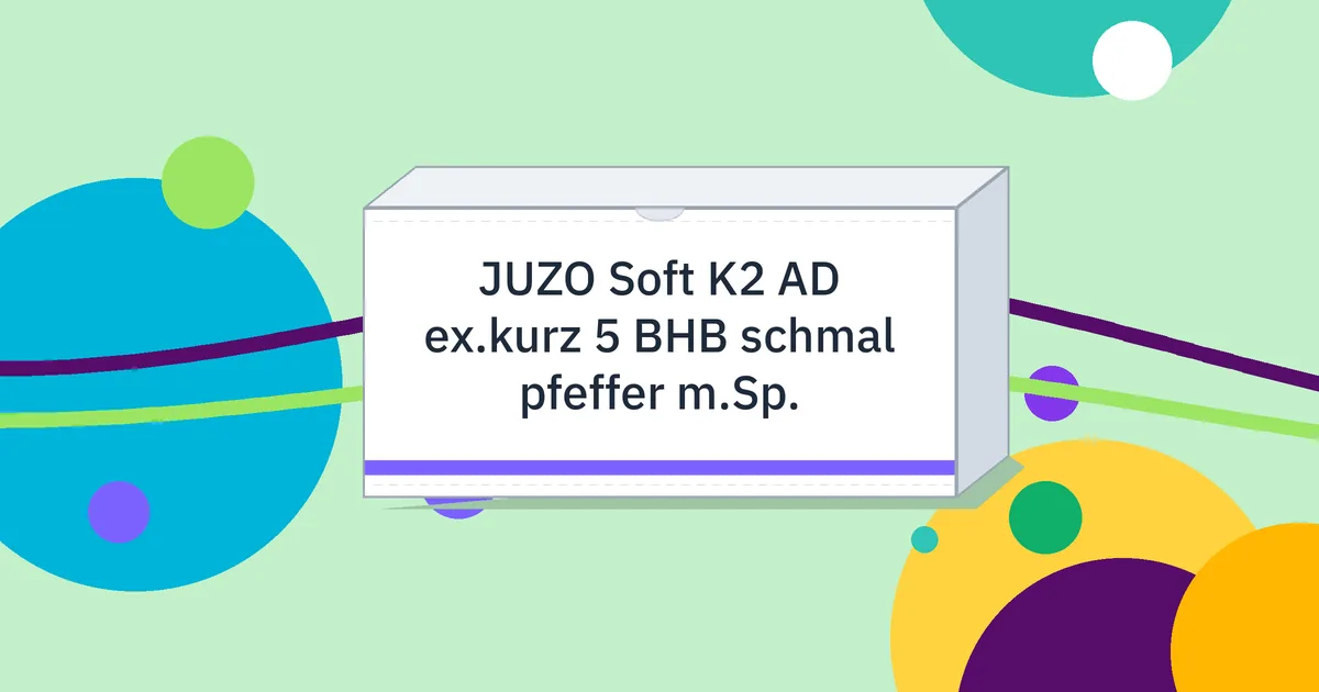 Symbolbild: Packung mit der Aufschrift JUZO Soft K2 AD ex.kurz 5 BHB schmal pfeffer m.Sp. (PZN 15466224) – Verfügbarkeit und Bezug in Apotheken in Frankfurt am Main