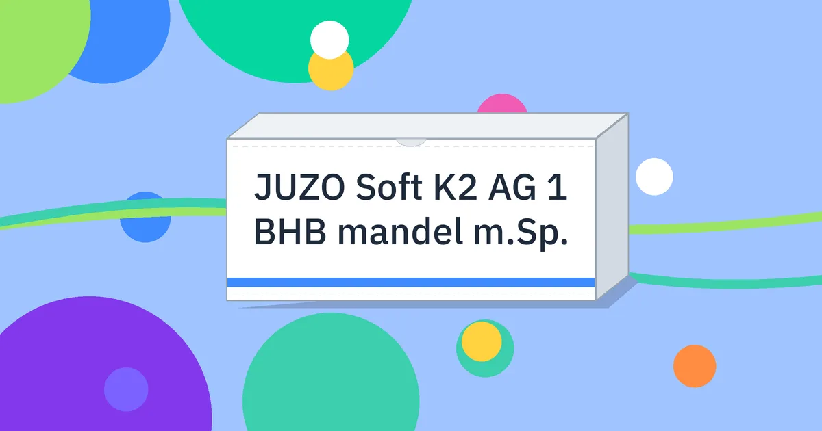 Symbolbild: Packung mit der Aufschrift JUZO Soft K2 AG 1 BHB mandel m.Sp. (PZN 14824986) – Verfügbarkeit und Bezug in Apotheken in Frankfurt am Main