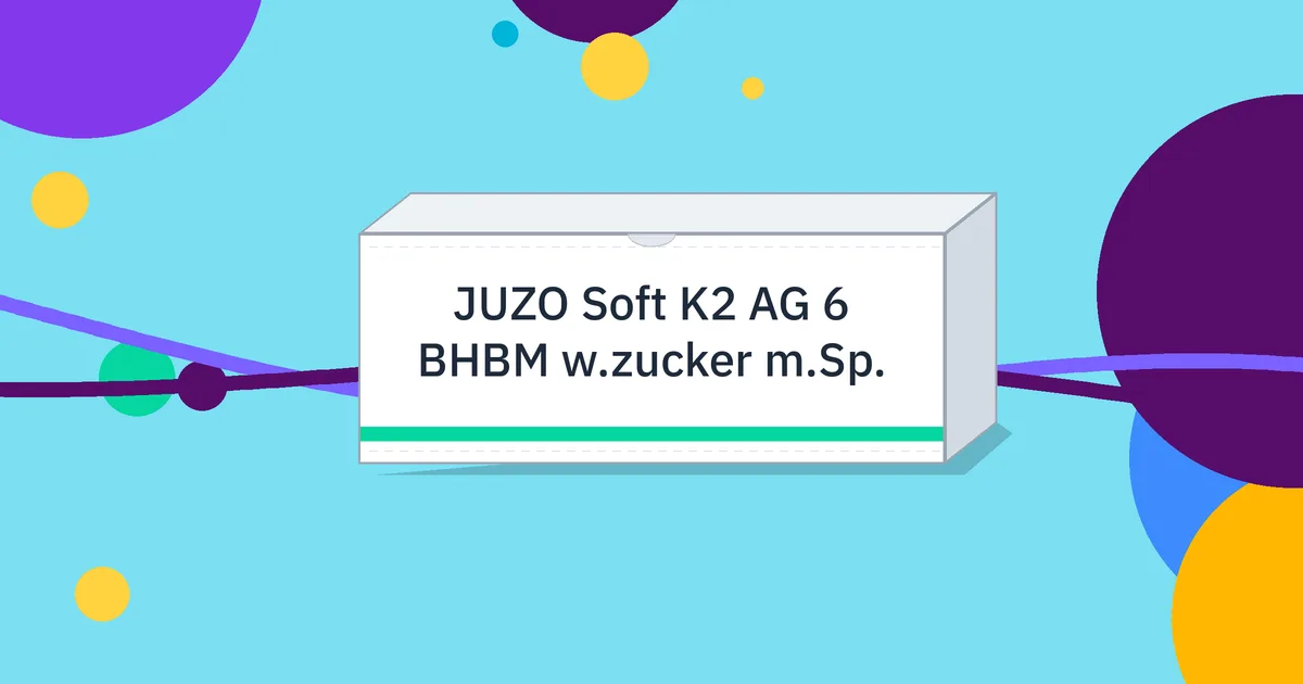 Symbolbild: Packung mit der Aufschrift JUZO Soft K2 AG 6 BHBM w.zucker m.Sp. (PZN 14866625) – Verfügbarkeit und Bezug in Apotheken in Frankfurt am Main