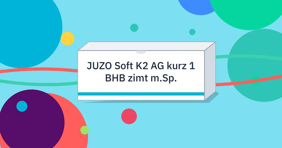 Symbolbild: Packung mit der Aufschrift JUZO Soft K2 AG kurz 1 BHB zimt m.Sp. (PZN 14826005) – Verfügbarkeit und Bezug in Apotheken in Frankfurt am Main