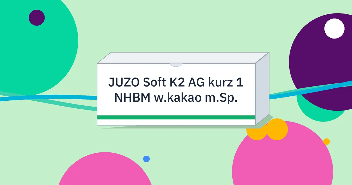 Symbolbild: Packung mit der Aufschrift JUZO Soft K2 AG kurz 1 NHBM w.kakao m.Sp. (PZN 15019666) – Verfügbarkeit und Bezug in Apotheken in Frankfurt am Main