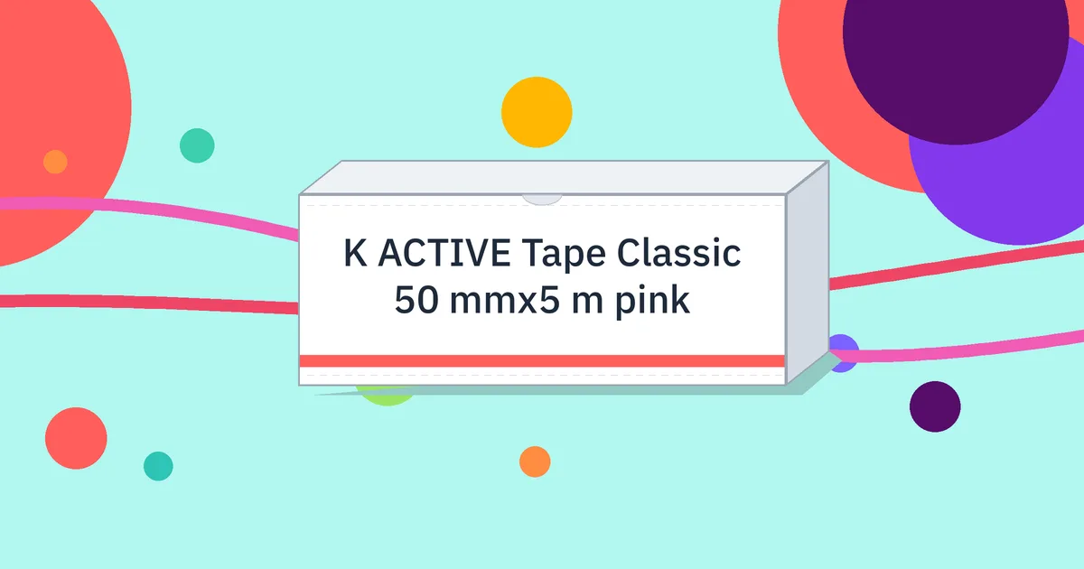 Symbolbild: Packung mit der Aufschrift K ACTIVE Tape Classic 50 mmx5 m pink (PZN 06936205) – Verfügbarkeit und Bezug in Apotheken in Frankfurt am Main