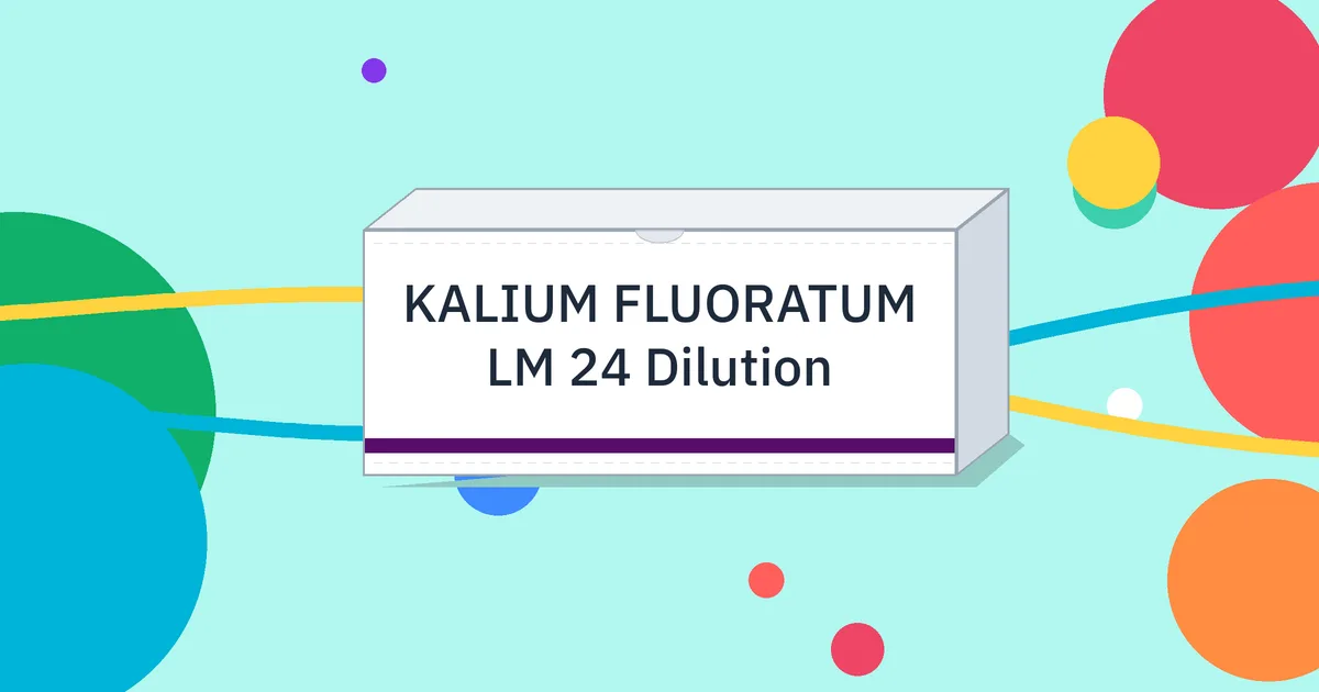 Symbolbild: Packung mit der Aufschrift KALIUM FLUORATUM LM 24 Dilution (PZN 12921656) – Verfügbarkeit und Bezug in Apotheken in Frankfurt am Main