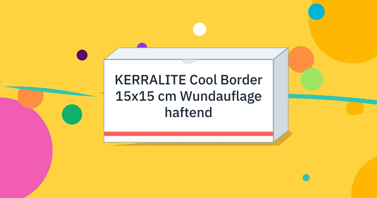 Symbolbild: Packung mit der Aufschrift KERRALITE Cool Border 15x15 cm Wundauflage haftend (PZN 18729598) – Verfügbarkeit und Bezug in Apotheken in Frankfurt am Main