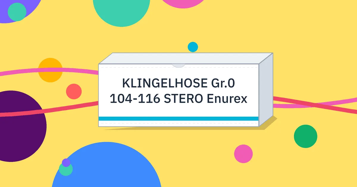 Symbolbild: Packung mit der Aufschrift KLINGELHOSE Gr.0 104-116 STERO Enurex (PZN 06914103) – Verfügbarkeit und Bezug in Apotheken in Frankfurt am Main