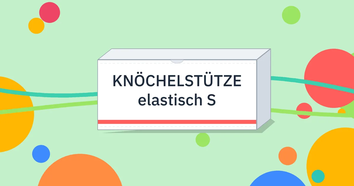 Symbolbild: Packung mit der Aufschrift KNÖCHELSTÜTZE elastisch S (PZN 19072077) – Verfügbarkeit und Bezug in Apotheken in Frankfurt am Main