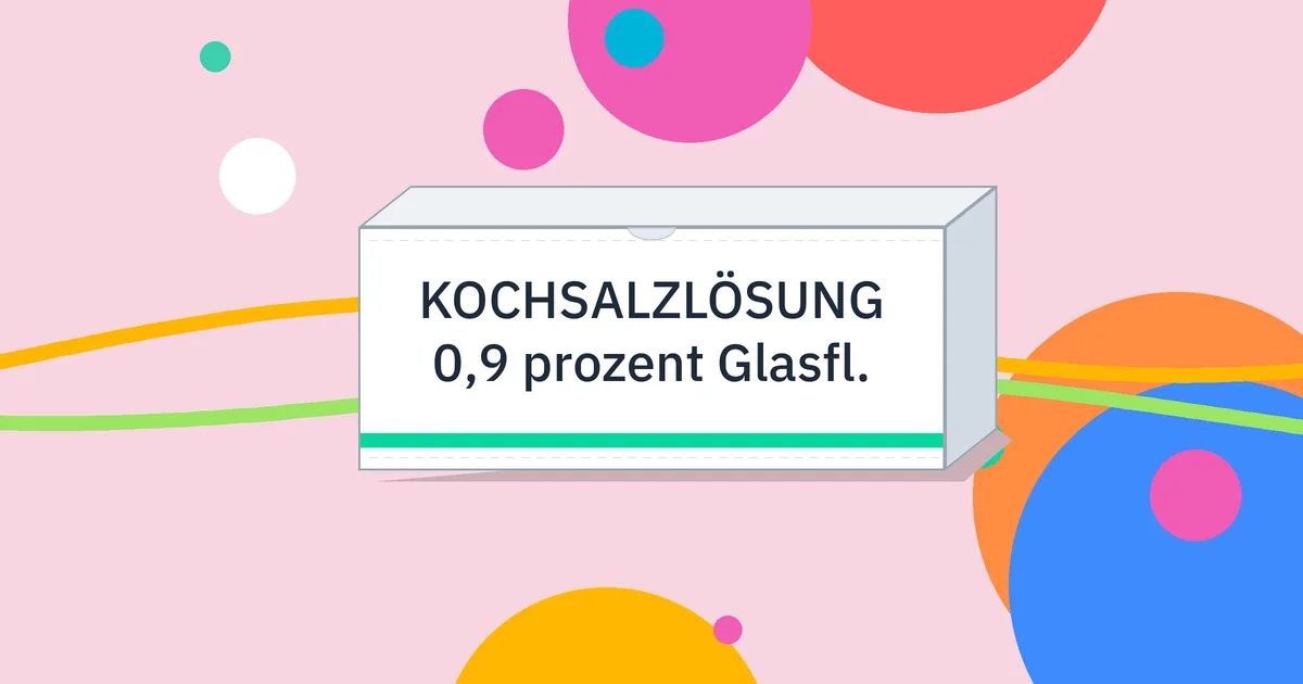 Symbolbild: Packung mit der Aufschrift KOCHSALZLÖSUNG 0,9 prozent Glasfl. (PZN 01829700) – Verfügbarkeit und Bezug in Apotheken in Frankfurt am Main