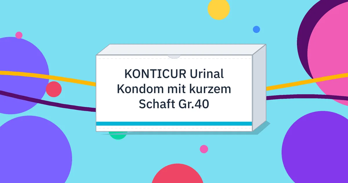 Symbolbild: Packung mit der Aufschrift KONTICUR Urinal Kondom mit kurzem Schaft Gr.40 (PZN 12659307) – Verfügbarkeit und Bezug in Apotheken in Frankfurt am Main