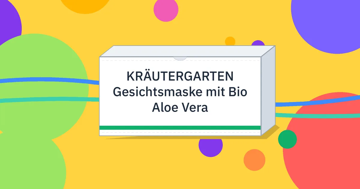 Symbolbild: Packung mit der Aufschrift KRÄUTERGARTEN Gesichtsmaske mit Bio Aloe Vera (PZN 14292265) – Verfügbarkeit und Bezug in Apotheken in Frankfurt am Main