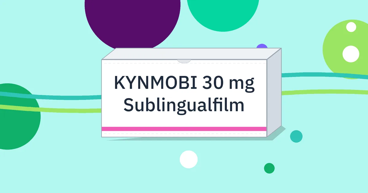 Symbolbild: Packung mit der Aufschrift KYNMOBI 30 mg Sublingualfilm (PZN 18489817) – Verfügbarkeit und Bezug in Apotheken in Frankfurt am Main