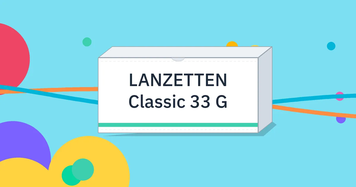 Symbolbild: Packung mit der Aufschrift LANZETTEN Classic 33 G (PZN 20610976) – Verfügbarkeit und Bezug in Apotheken in Frankfurt am Main
