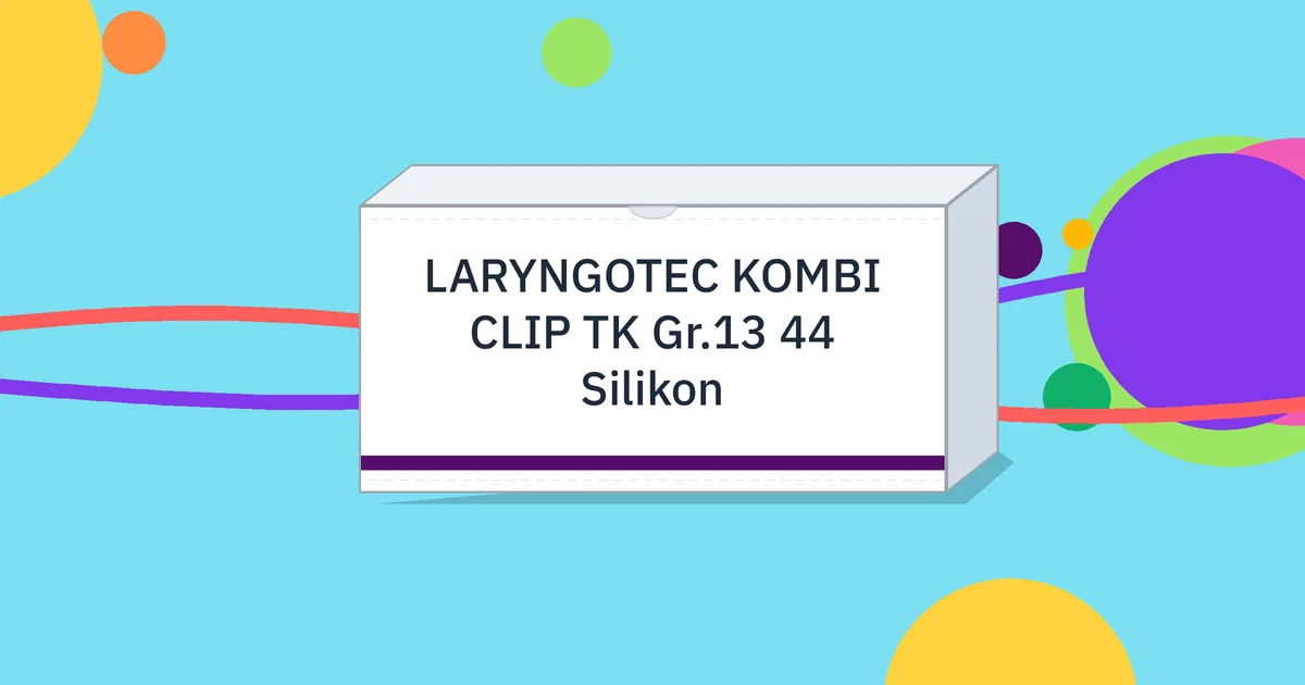 Symbolbild: Packung mit der Aufschrift LARYNGOTEC KOMBI CLIP TK Gr.13 44 Silikon (PZN 19531987) – Verfügbarkeit und Bezug in Apotheken in Frankfurt am Main